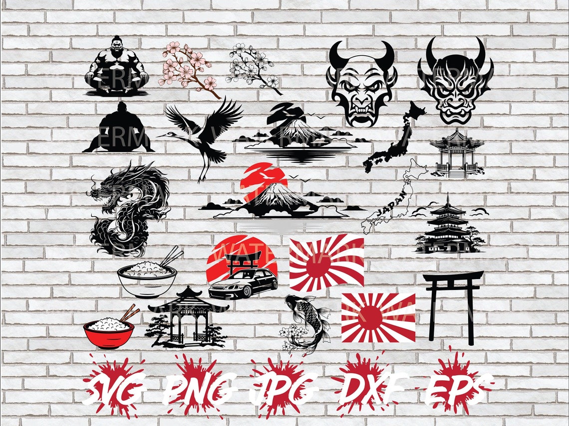 Japan SVG Bundle, Japan Vector, Japan Flag, Sumo, Map, Crane, Japanese ...