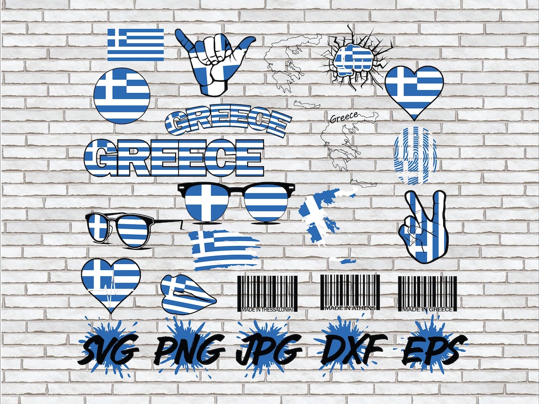 Greece Flag SVG Design Bundle, Greek Vector Art Image Files, Instant ...