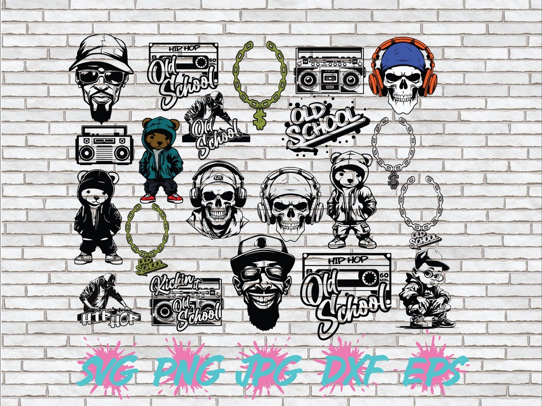SVG Hip Hop Bundle, PNG Hip Hop Files, Rapper Rap Party Decor Cut ...
