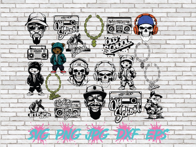 SVG Hip Hop Bundle, PNG Hip Hop Files, Rapper Rap Party Decor Cut ...