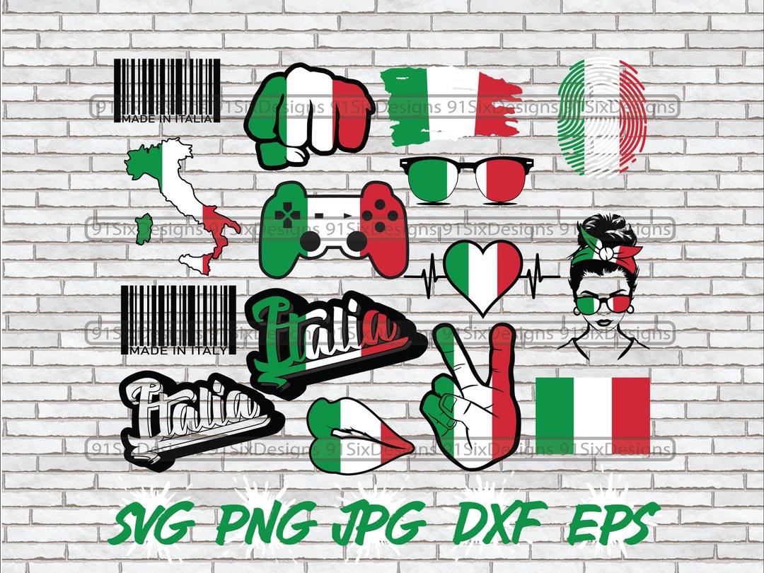 Italian Flag SVG Bundle Italy PNG Italia Cut Files Vector Design Map ...