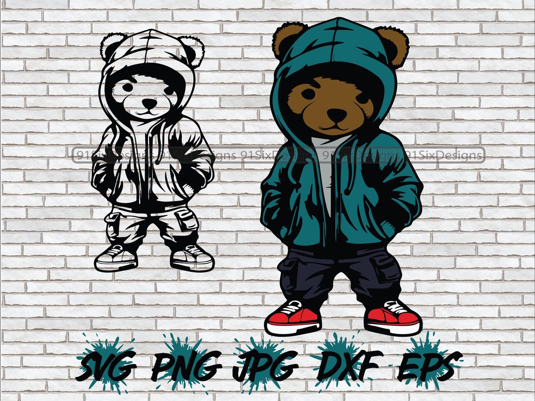 Hip Hop Teddy Bear SVG, Rapper SVG, Rap Music Bear, Cute PNG Download ...