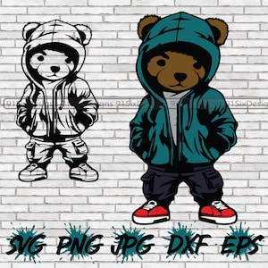 Hip Hop Teddy Bear SVG, Rapper SVG, Rap Music Bear, Cute PNG Download ...