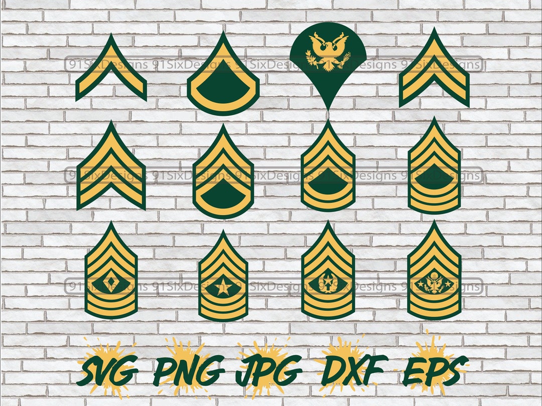 Army Rank SVG Clipart, Enlisted Insignia, Private Sergeant Command ...
