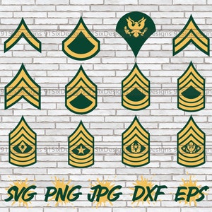 Army Rank SVG Clipart, Enlisted Insignia, Private Sergeant Command ...