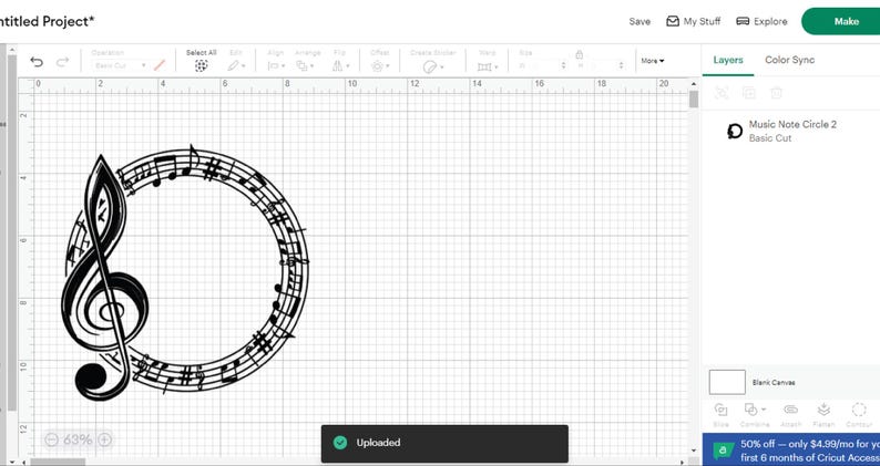 Circle Monogram Border Frame Music Notes Song Gift for Music Lover ...