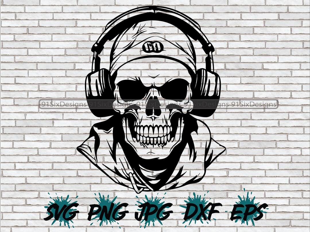 DJ Skull SVG, Skeleton Disc Jockey, Music, Audio Sound Hip Hop Dance ...