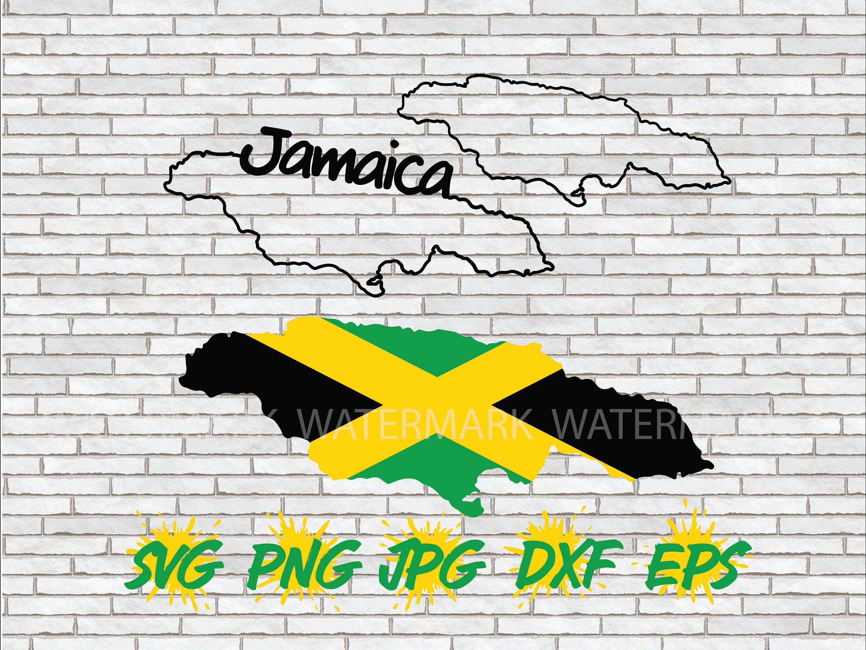 Jamaica Map Outline SVG, Jamaican Flag, Vector Art Cut File Digital ...