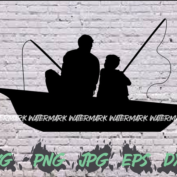Dad and Sons Fishing Svg - Etsy