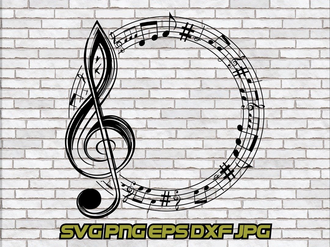Circle Monogram Border Frame Music Notes Song Gift for Music Lover ...