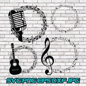 Circle Monogram Border Frame Music Notes Song Gift for Music Lover ...