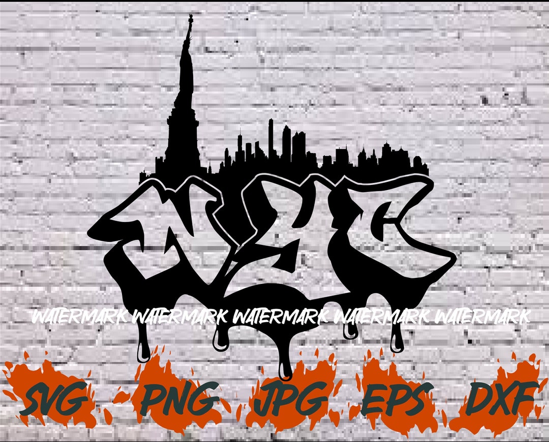 New York Silhouette SVG Graffiti NYC Vector, I Love NY Clipart Download ...