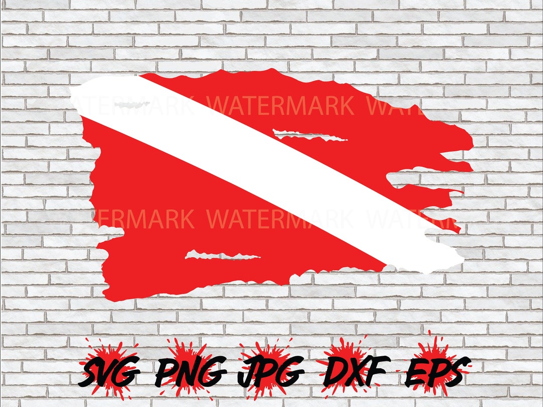 Scuba Flag SVG, Diver Down PNG, Distressed Scuba Flag, Scuba Diving ...