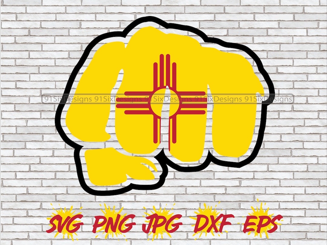 New Mexico Flag SVG, Zia Sun PNG, State Outline Fist Design Cut File ...