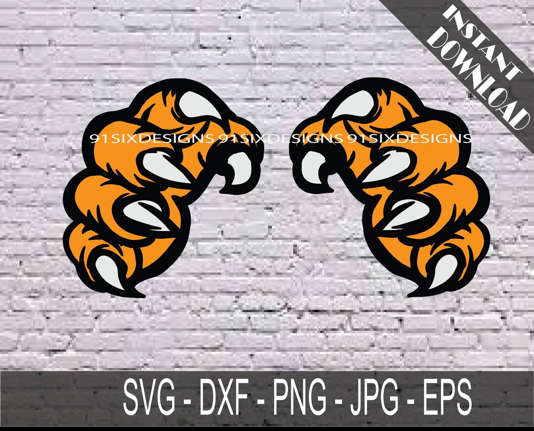 Tiger Paw SVG Cut File, Tiger Paw Print Svg, Wildcat Claws, Wildcat Paw ...
