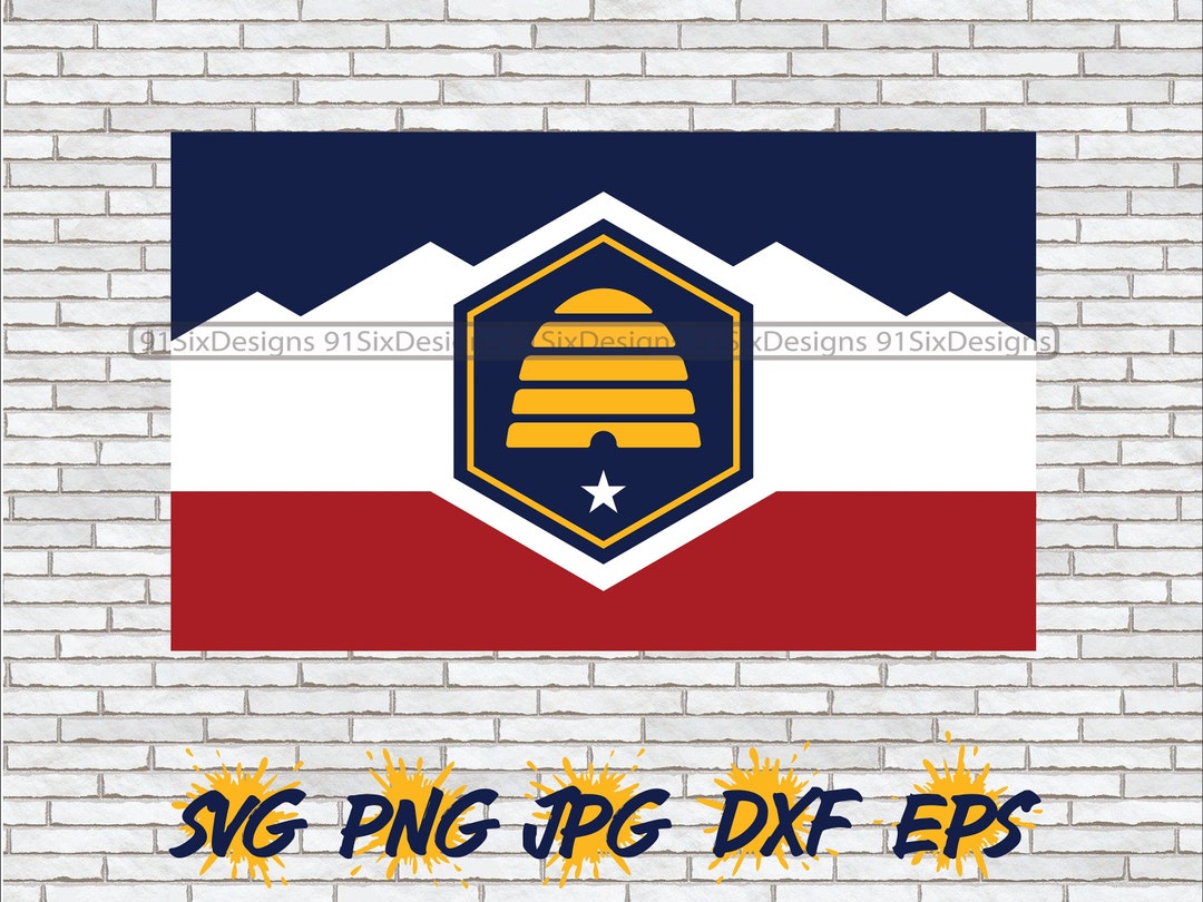 New Utah State Flag, Utah Flag PNG Vector Map Outline Beehive Shirt ...