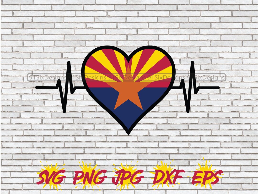 Arizona Heart SVG State Flag Messy Bun Sublimation Vector PNG Phoenix ...