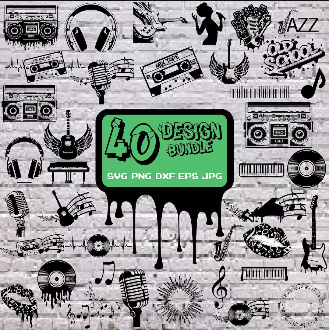 Music SVG Design Bundle, Musical Vectors, Boombox, Old School, Retro ...