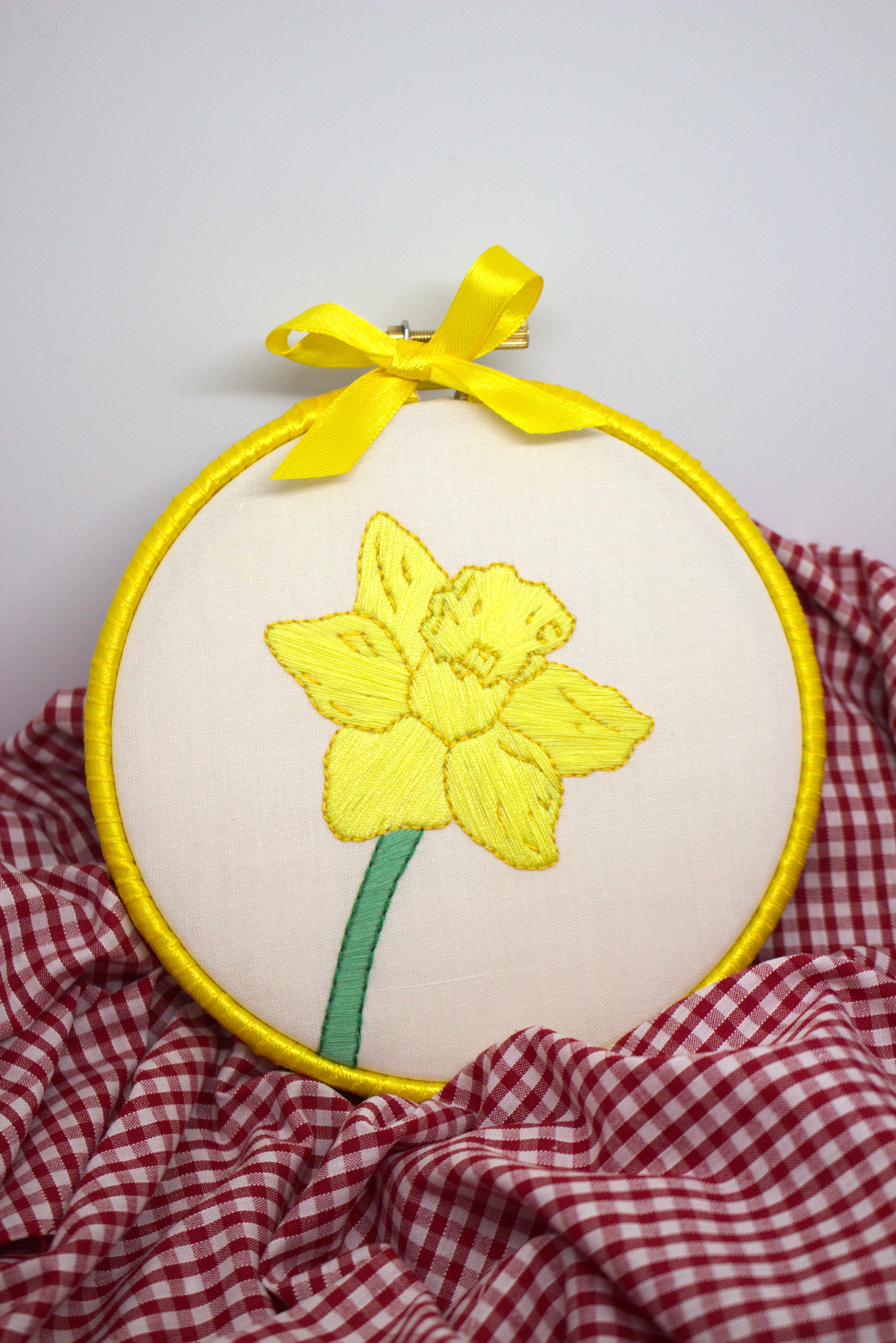 Daffodil Flower Welsh Hand Embroidery Hoop Art Wales Floral St - Etsy ...