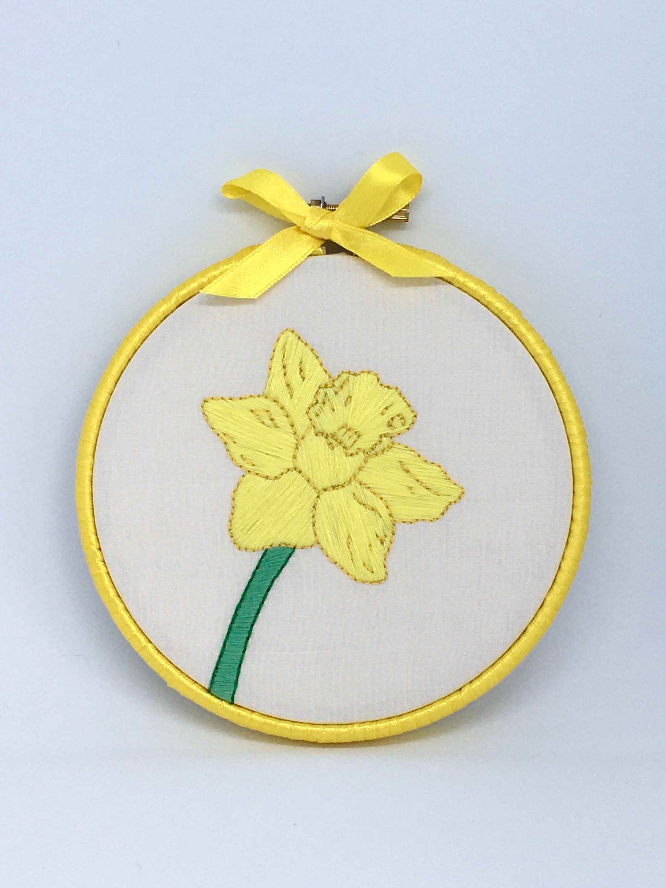 Daffodil Flower Welsh Hand Embroidery Hoop Art Wales Floral St - Etsy ...