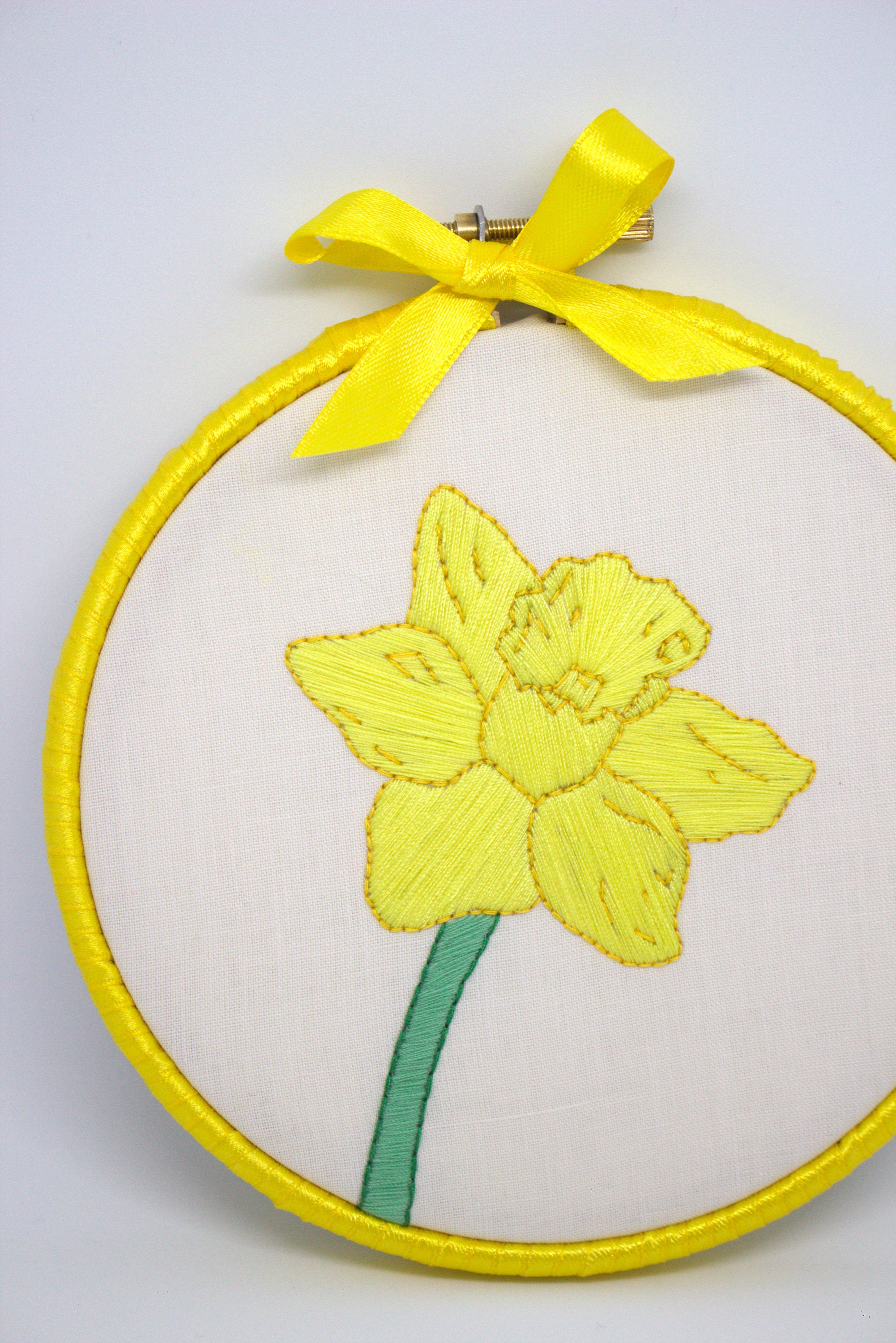 Daffodil Flower Welsh Hand Embroidery Hoop Art Wales Floral St - Etsy ...