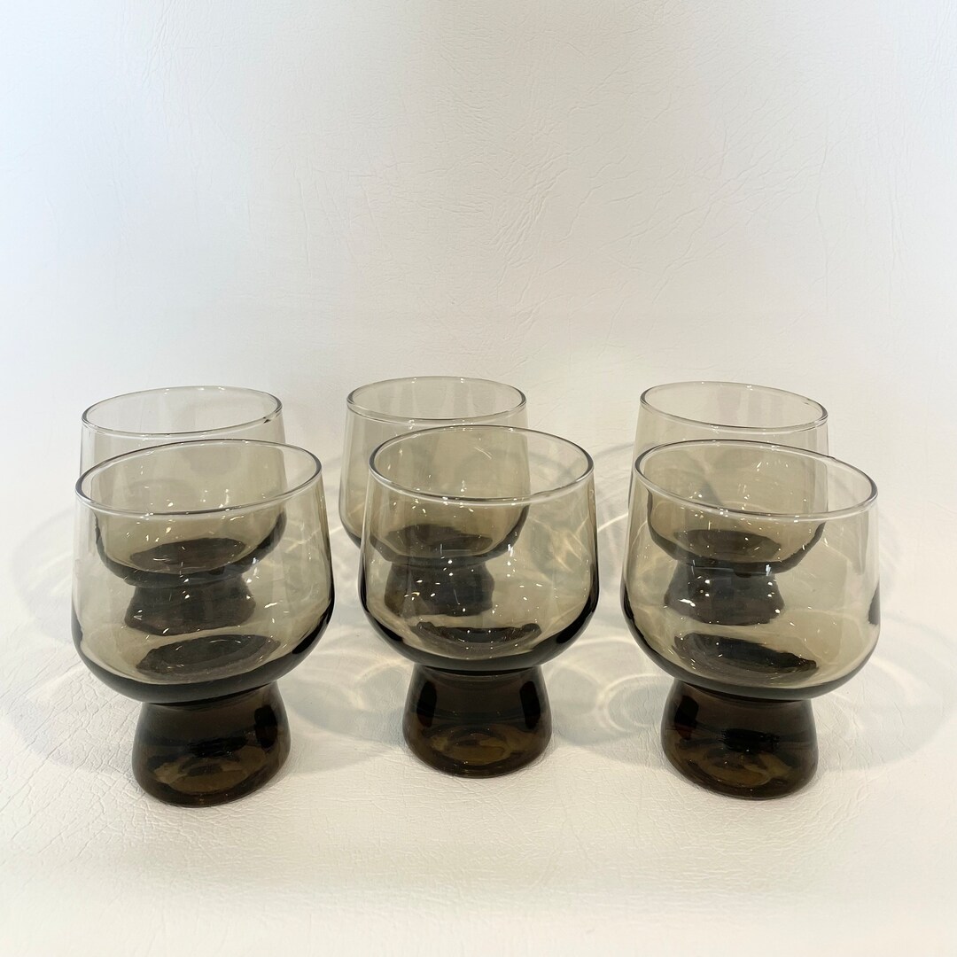 Vintage Crown Corning regis Smoked Glass Whiskey Glasses - Etsy