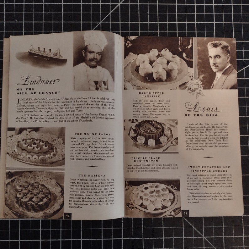 1930 How Famous Chefs Use Campfire Marshmallows - Etsy