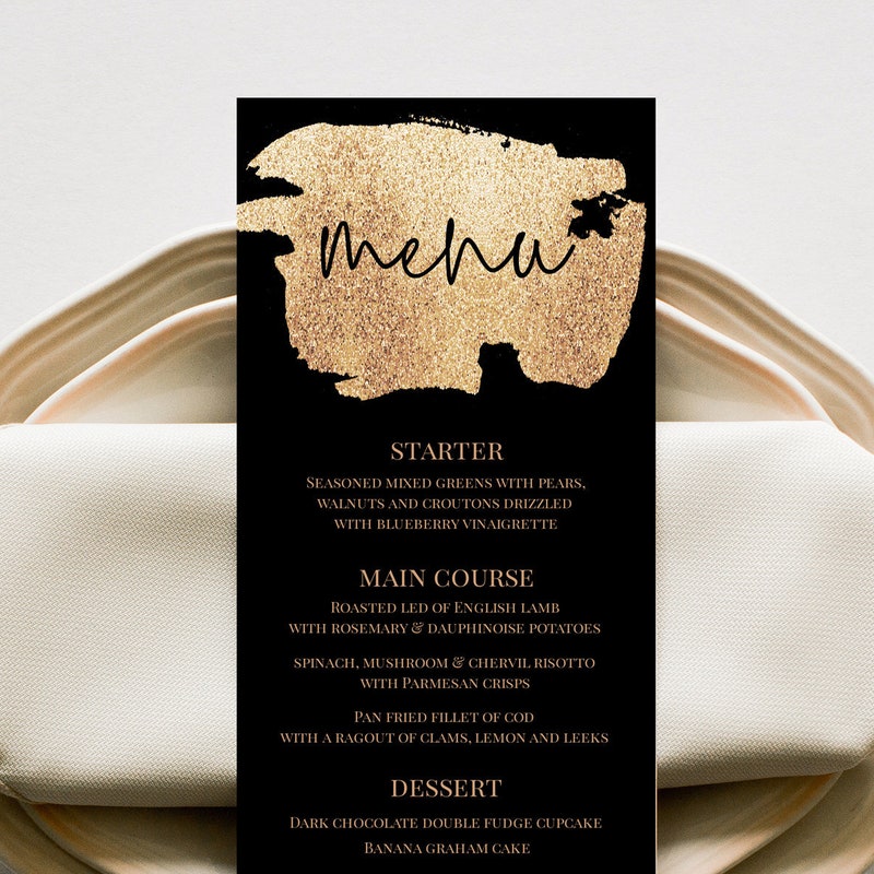 Gold Menu - Etsy