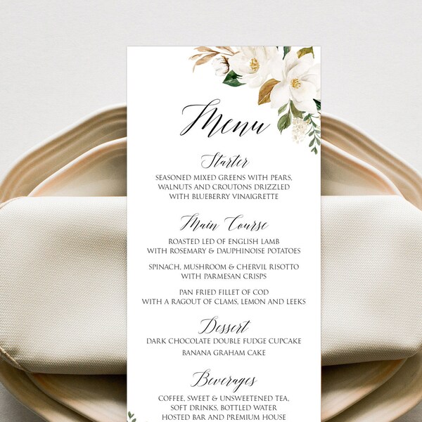Floral Menu - Etsy