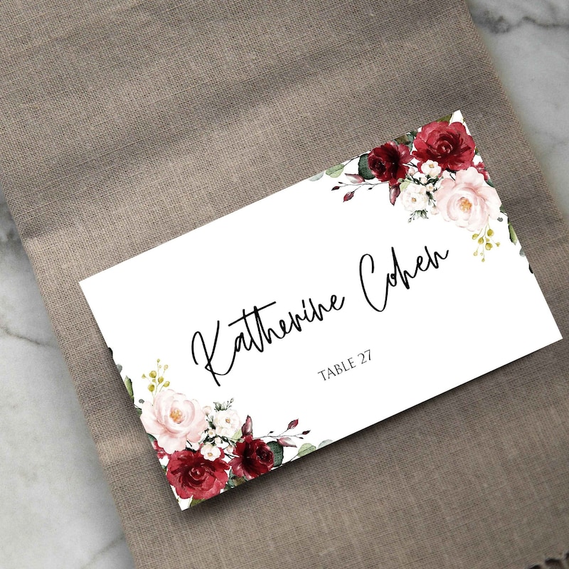 Burgundy Place Cards - Etsy