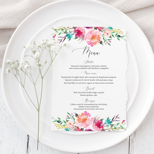 Floral Menu - Etsy