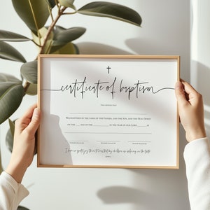 PRINTED Certificate of Baptism Minimalist Printed and Shipped ...