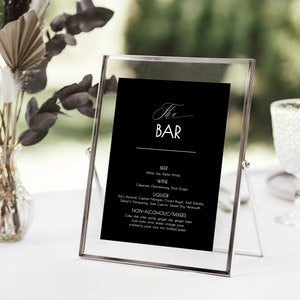 Black Bar Menu Template, Open Bar Menu, 8x10 Bar Menu, Modern Bar Menu ...