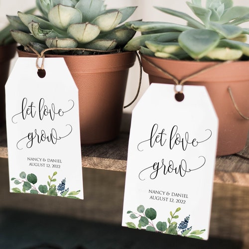 Greenery Let Love Grow Tag Favor Tag Printable Succulent - Etsy