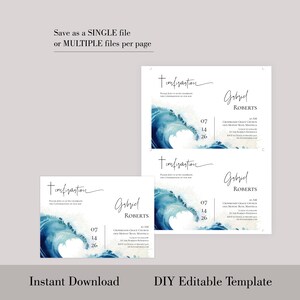 Navy Blue Confirmation Invitation Template Editable Boy Confirmation ...