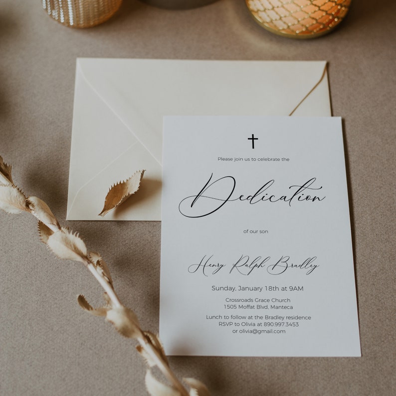 Elegant Dedication Invitation Dedication Template Simple | Etsy