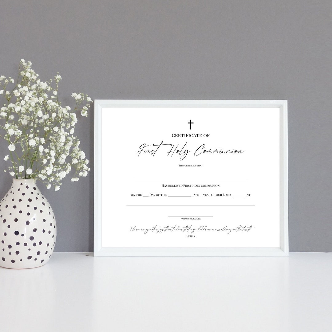 PRINTED Modern First Holy Communion Certificate Printed and Shipped ...
