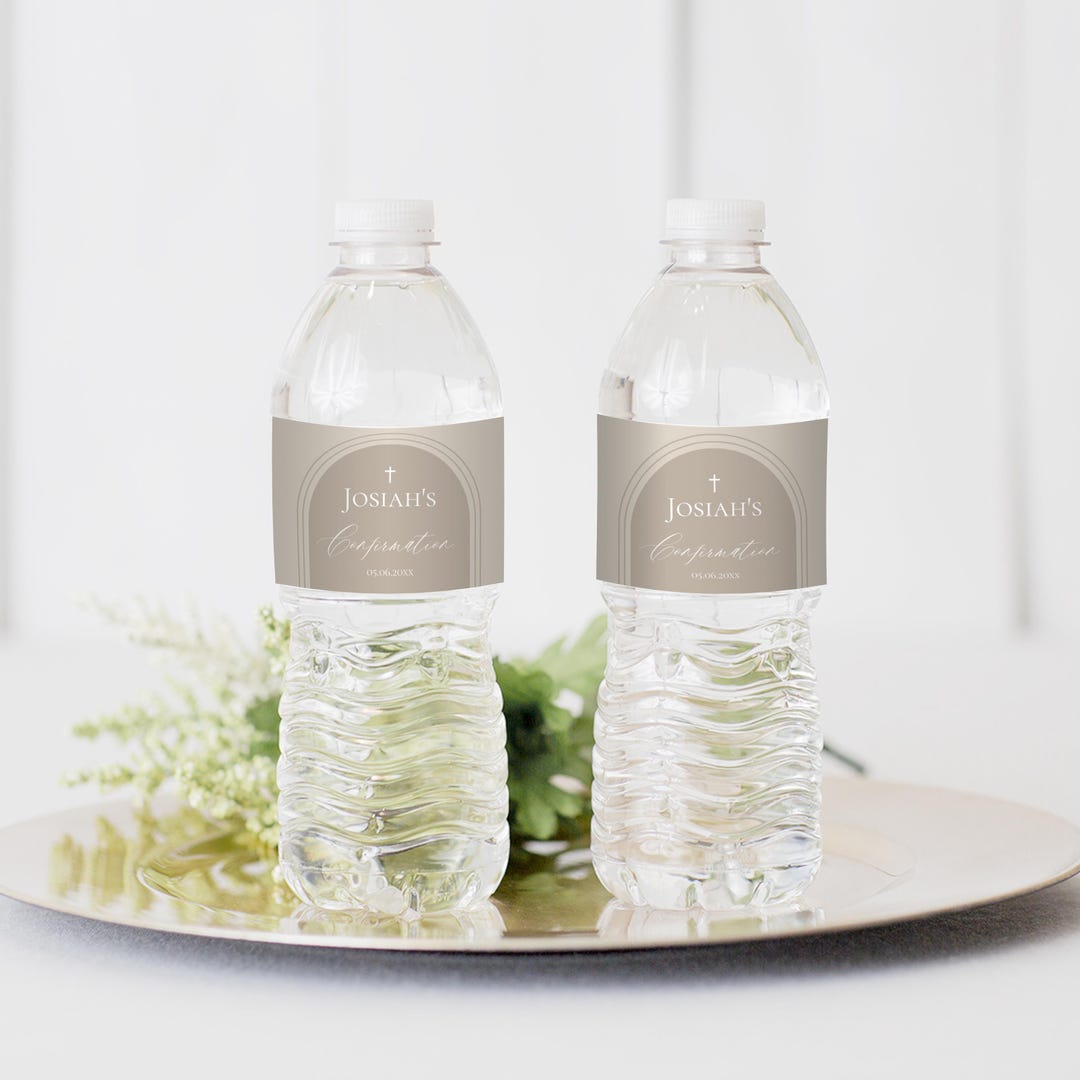 Beige Water Bottle Label Template Water Bottle Label With Arch DIY ...