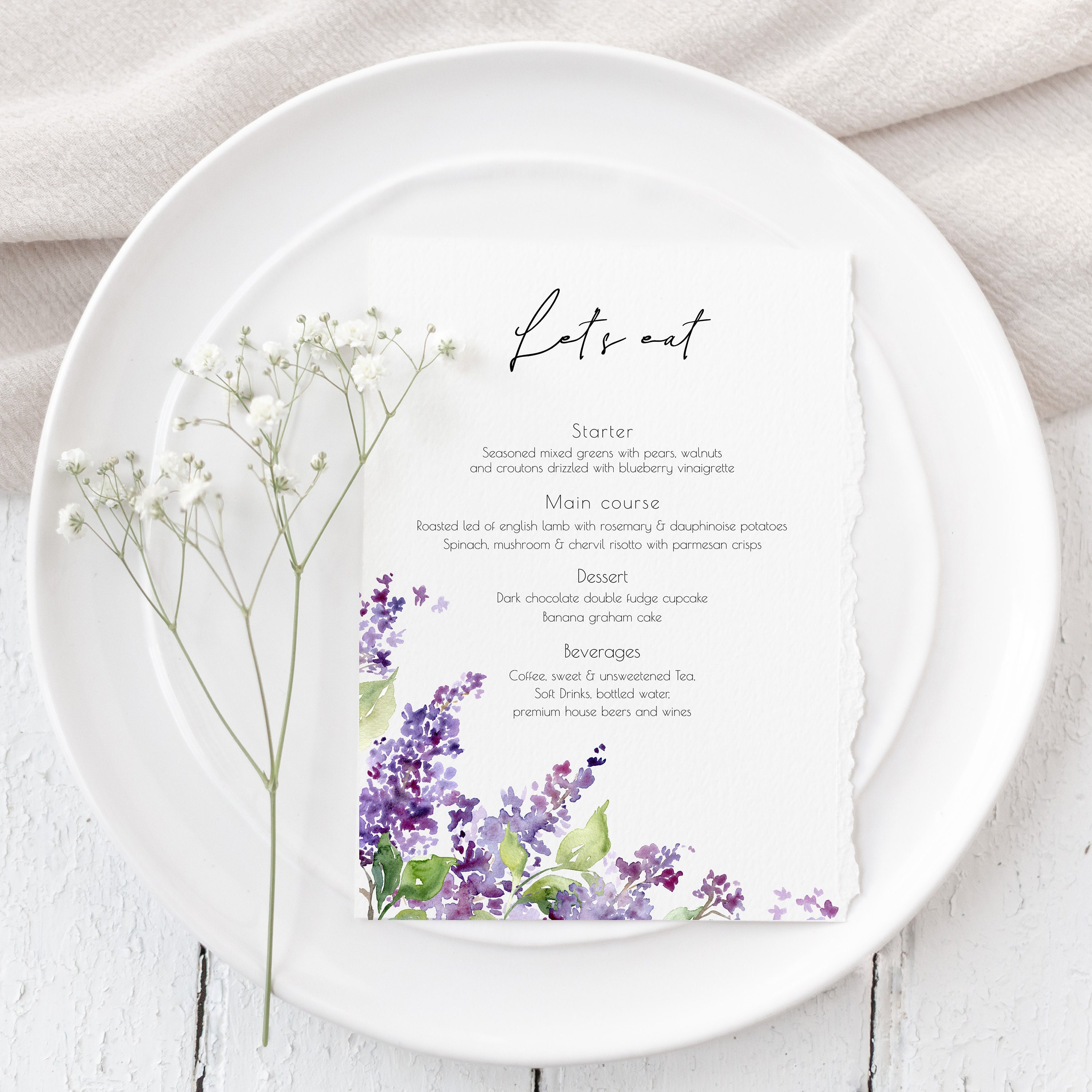 Digital Prints 100% Editable Templett Dinner Menu P59 Bohemian Menu ...