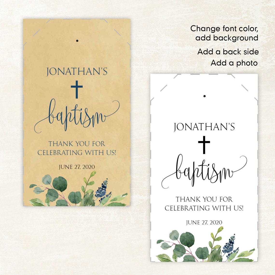 Baptism Thank You Tag Thank You Tag Favor Tag Printable | Etsy