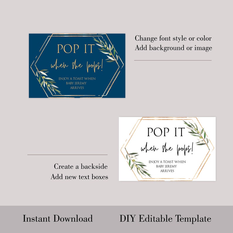 Gold Greenery Pop It When She Pops Wine Bottle Label - Etsy