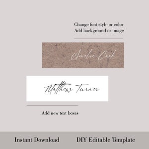 Modern Name Tag Template, Minimal Name Tag, Slim Wedding Place Card ...