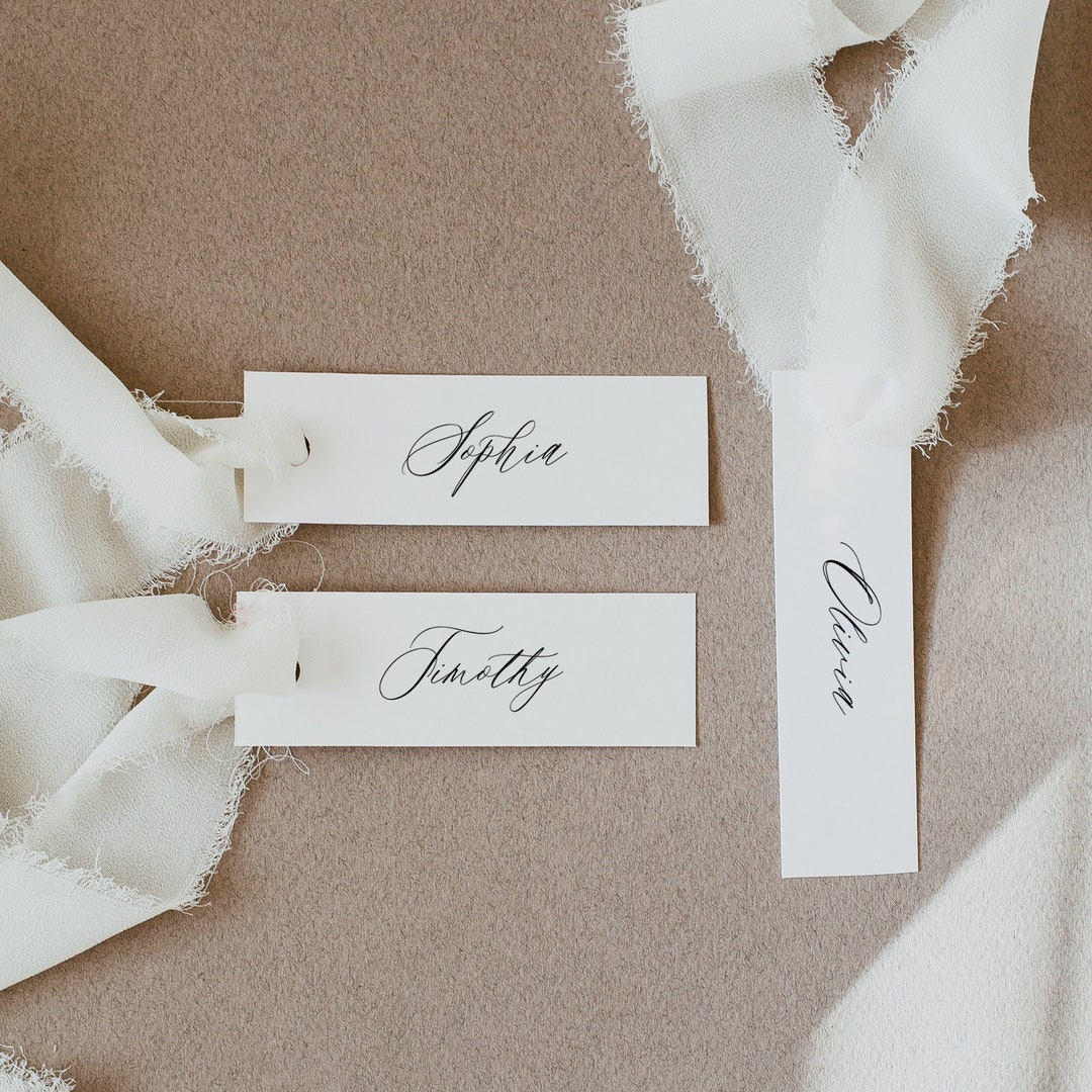 Simple Name Tag Template, Minimal Name Tag, Slim Wedding Place Card ...