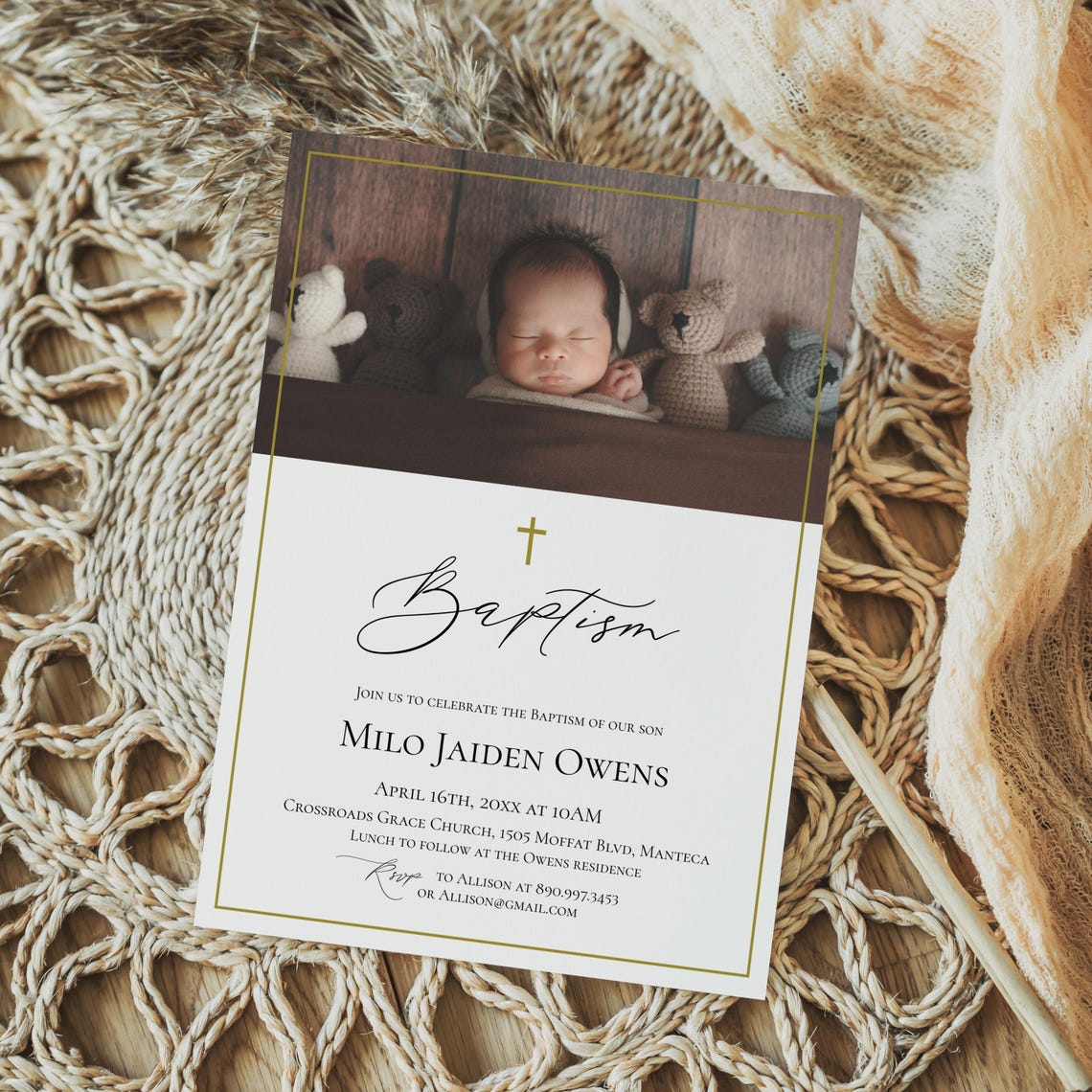 Simple Baptism Invitation Template Photo Baptism Invitation Gender ...