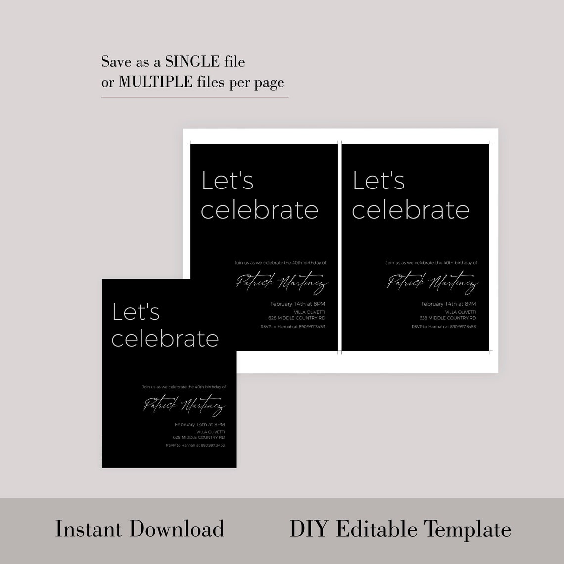 Male Birthday Invitation Black and White Invite 100% | Etsy