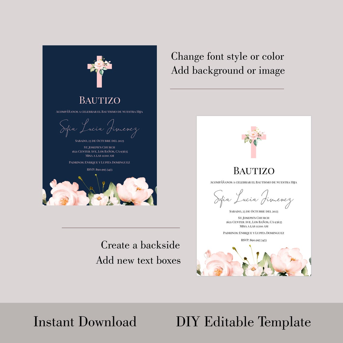 Invitacion De Bautizo Bautizo Invitation in Spanish - Etsy Canada