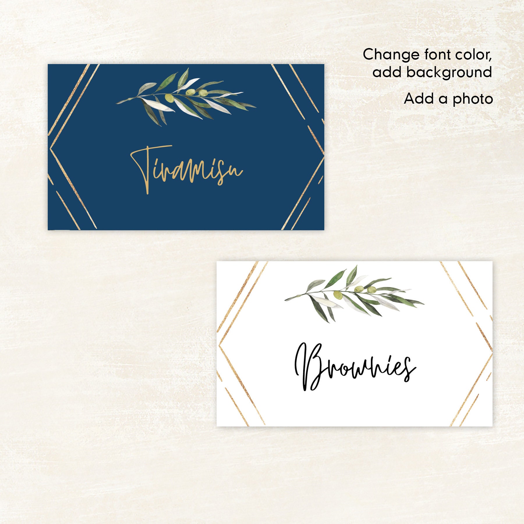 Gold Buffet Food Sign Food Card Templett Buffet Cards Food | Etsy