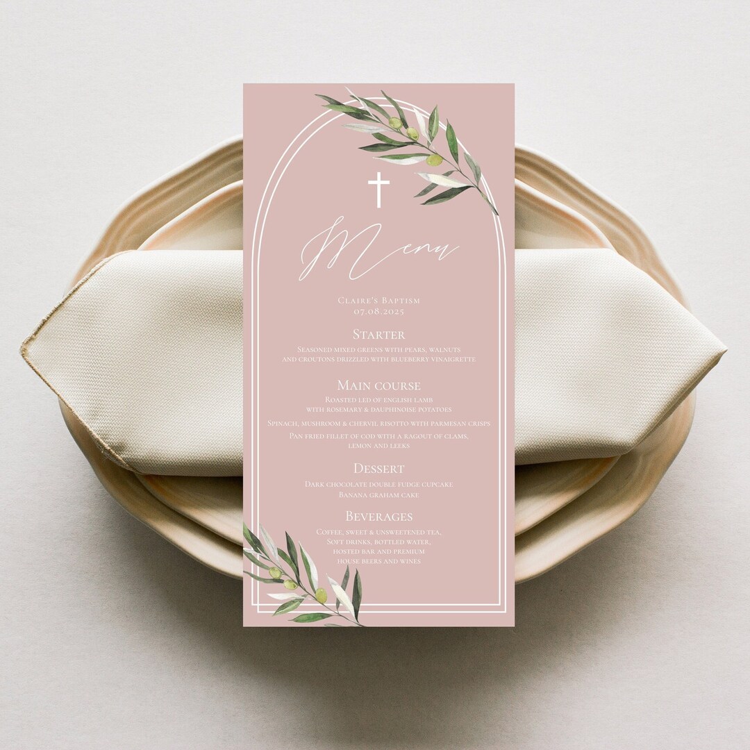 Baptism Menu Card Template Download Religious Menu Card Olive Branch ...