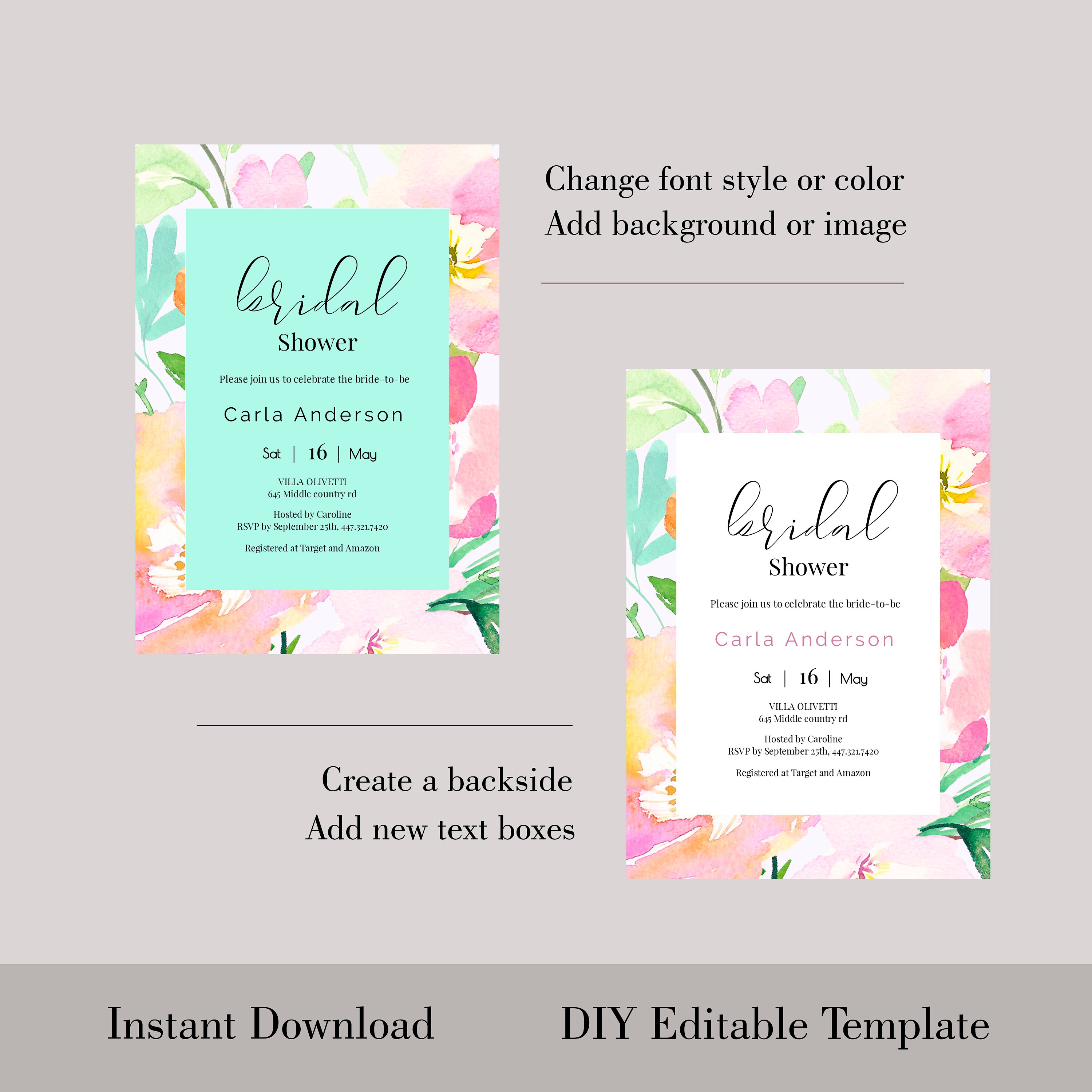Colorful Bridal Shower Template 100% Editable Boho Bridal | Etsy