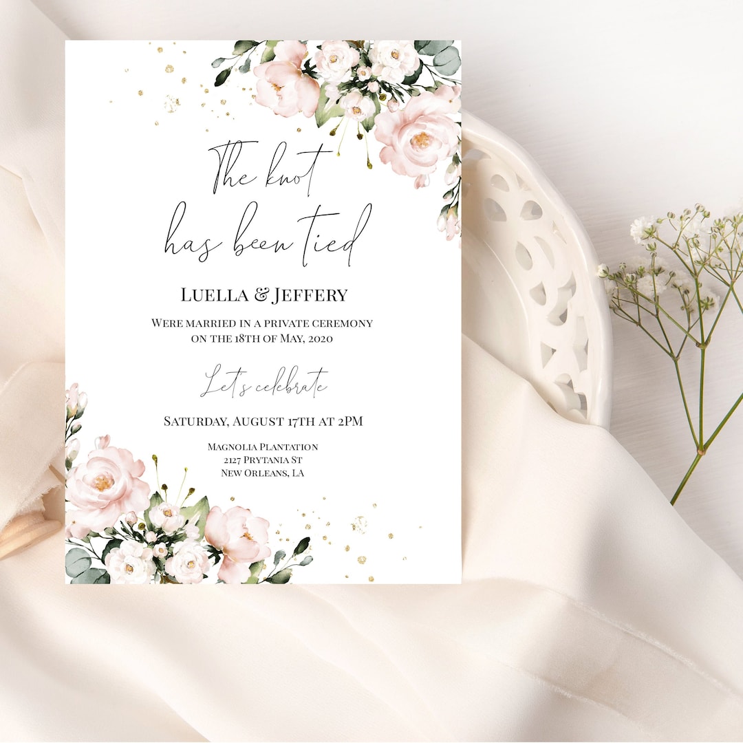 We Got Married Invitation, Elopement Reception Invitation, We Tied the ...